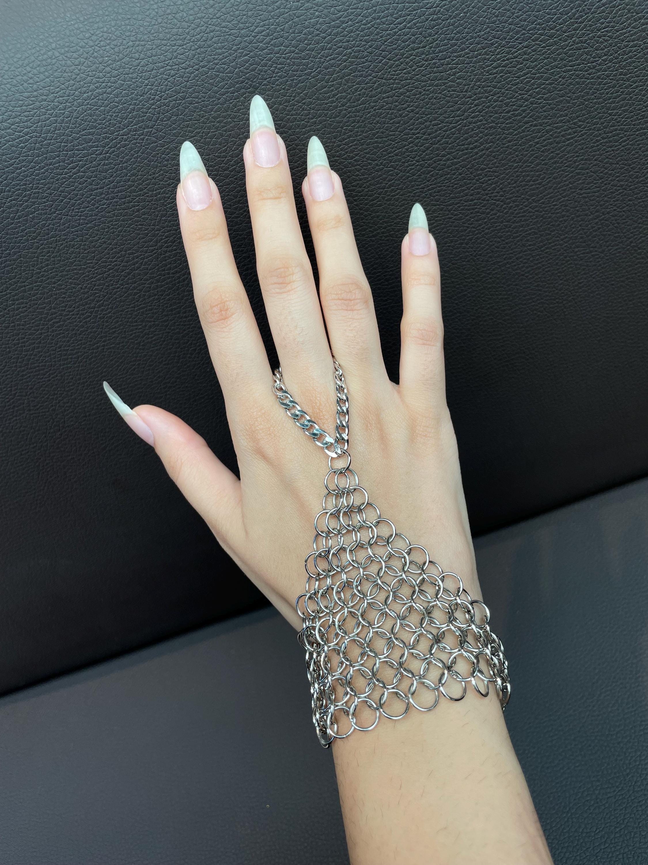 Handmade Stainless Steel Chainmail Hand Harness Bracelet – Gothic ...
