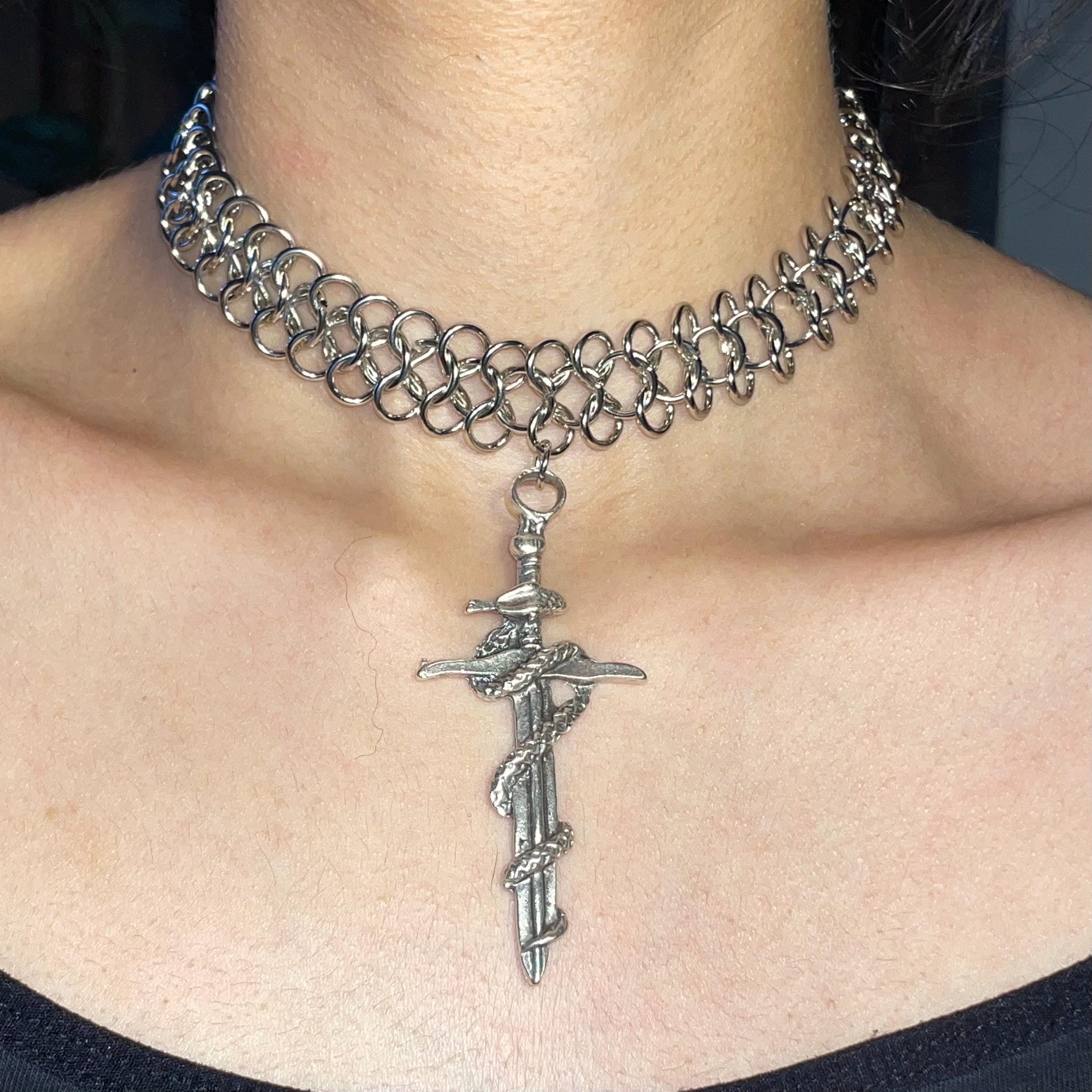 Handmade Chainmail Choker – Gothic North Star Pendant Necklace - Etsy