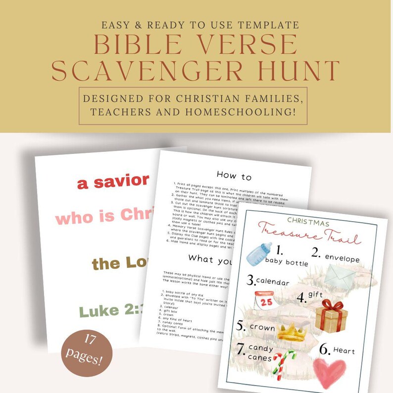 Christmas Bible Verse Scavenger Hunt for Kids | Luke 2:11 Printable ...