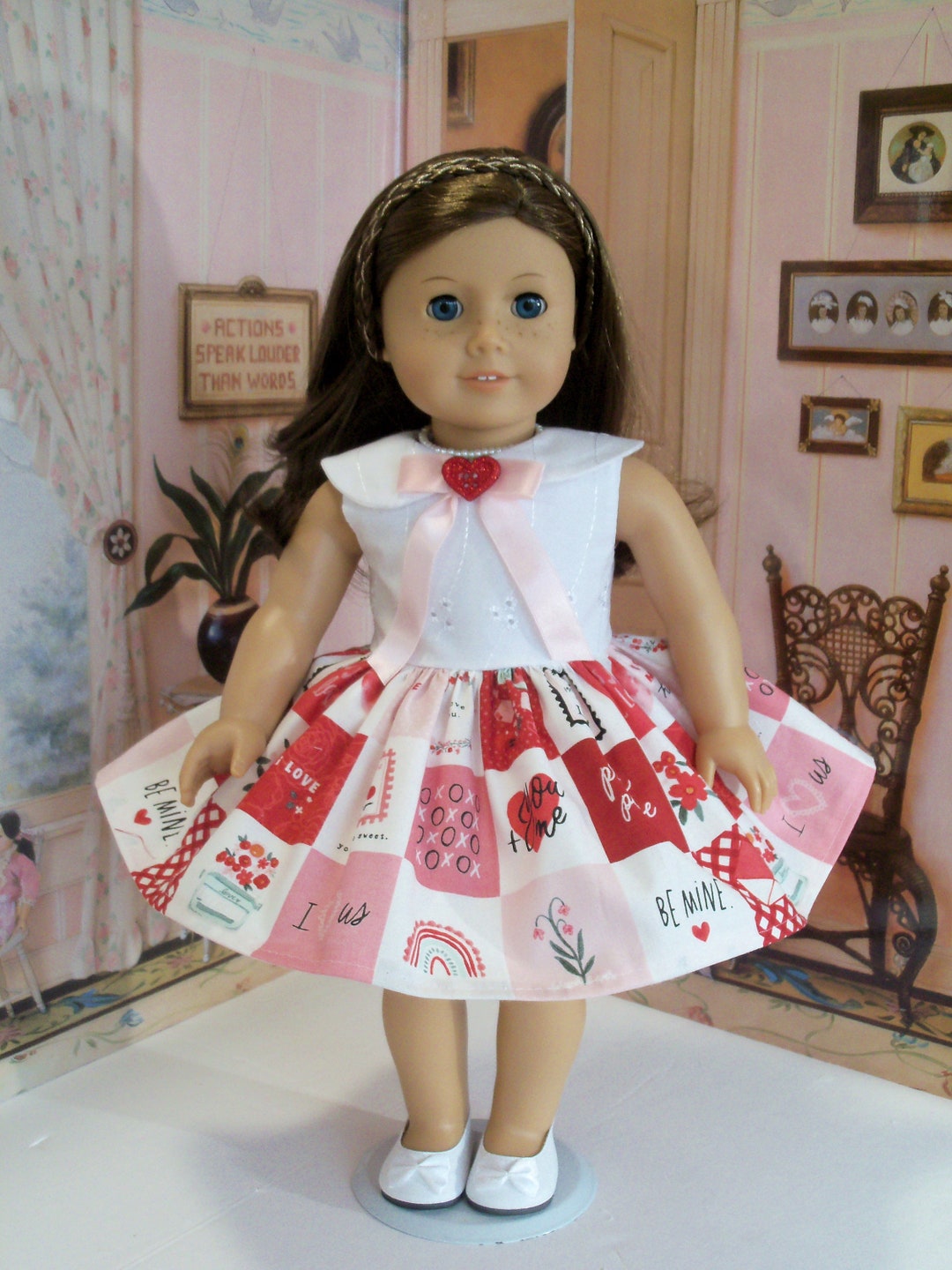 Sale Fits Like American Girl Doll Clothes Farmcookies 18 Inch Valentine Dress 18 Doll