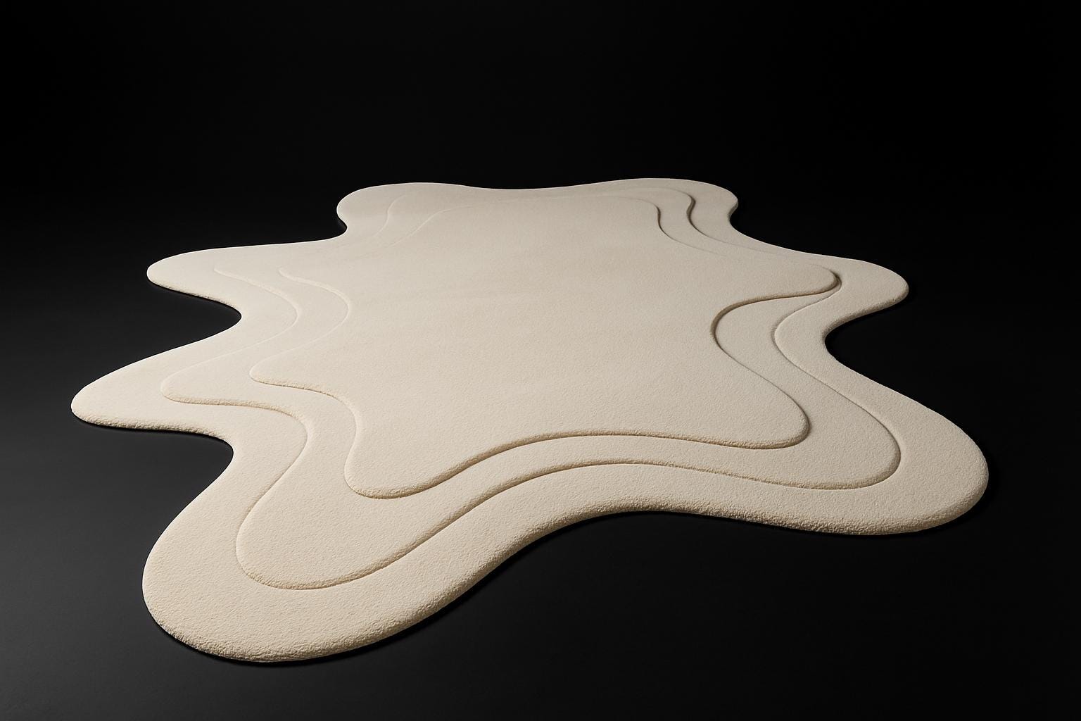 Cream Irregular Rug: Modern Wave Design, Minimalist Carpet - Etsy