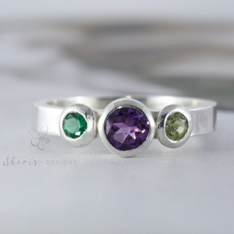 Triple Stone Ring - Etsy