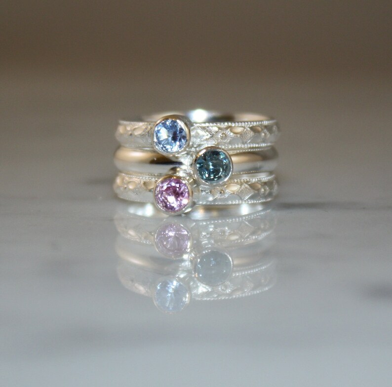 Birthstone Family Ring 3 Stone Gemstone Birthstone Rings | Etsy