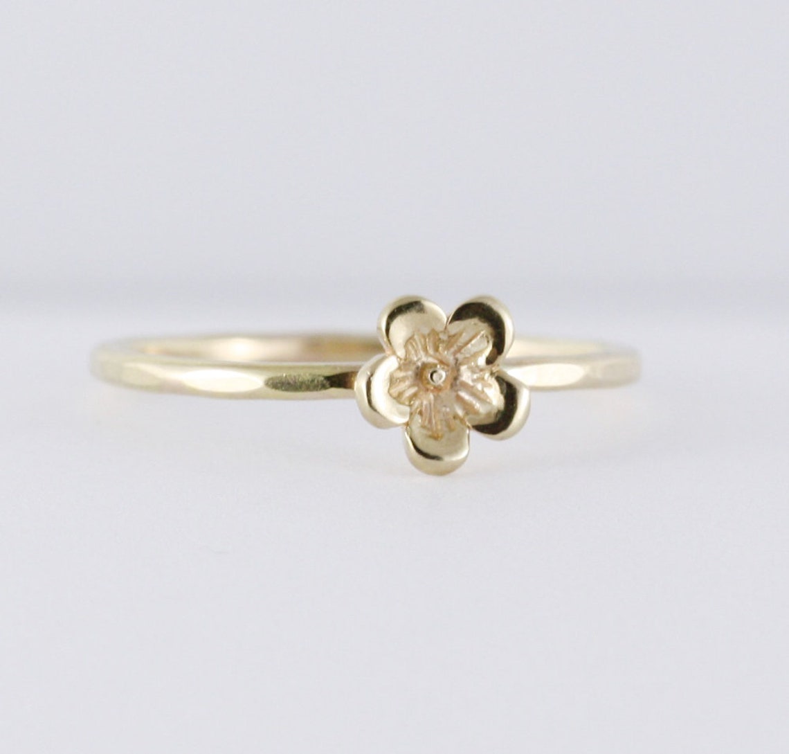 Gold Flower Ring Cherry Blossom Sakura Ring 14K Gold Ring | Etsy