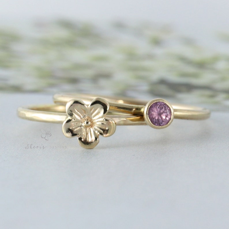Gold Flower Ring Cherry Blossom Sakura Ring 14K Gold Ring | Etsy