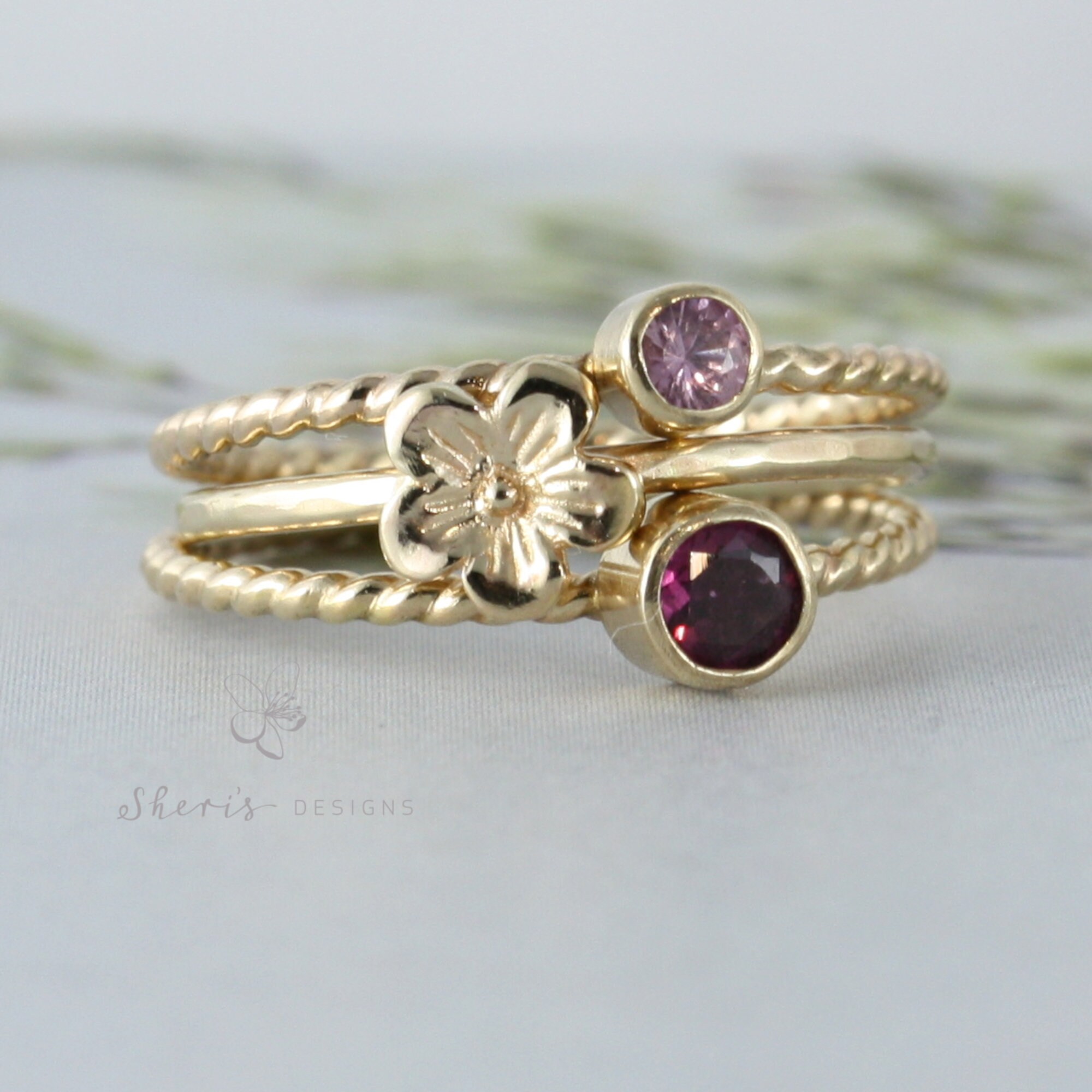 Gold Flower Ring Cherry Blossom Sakura Ring 14K Gold Ring | Etsy