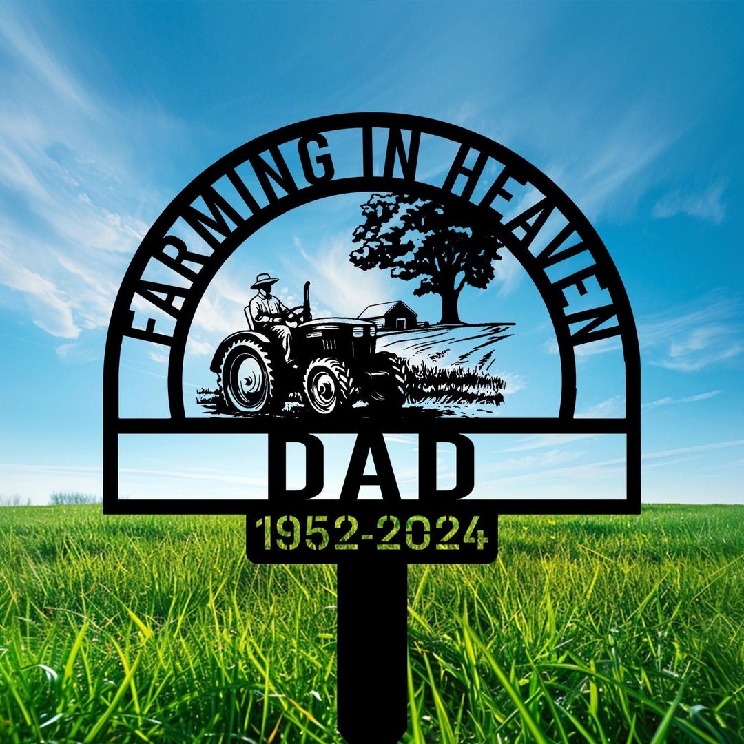 Custom Farmer on Tractor Memorial Garden Stake, Farming in Heaven, in ...