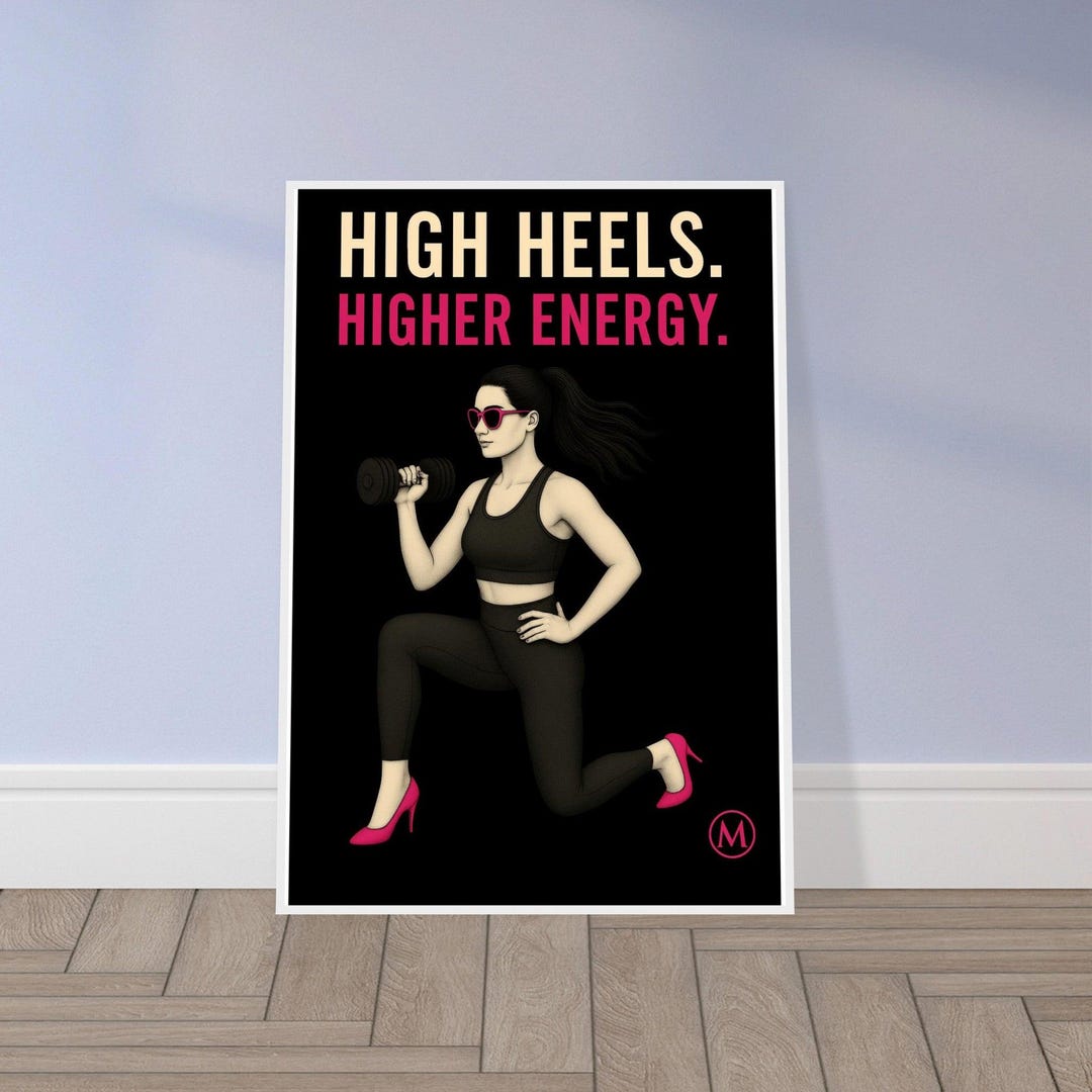 High Heels. Higher Energy. Motivational Framed Gym Poster With Attitude ...