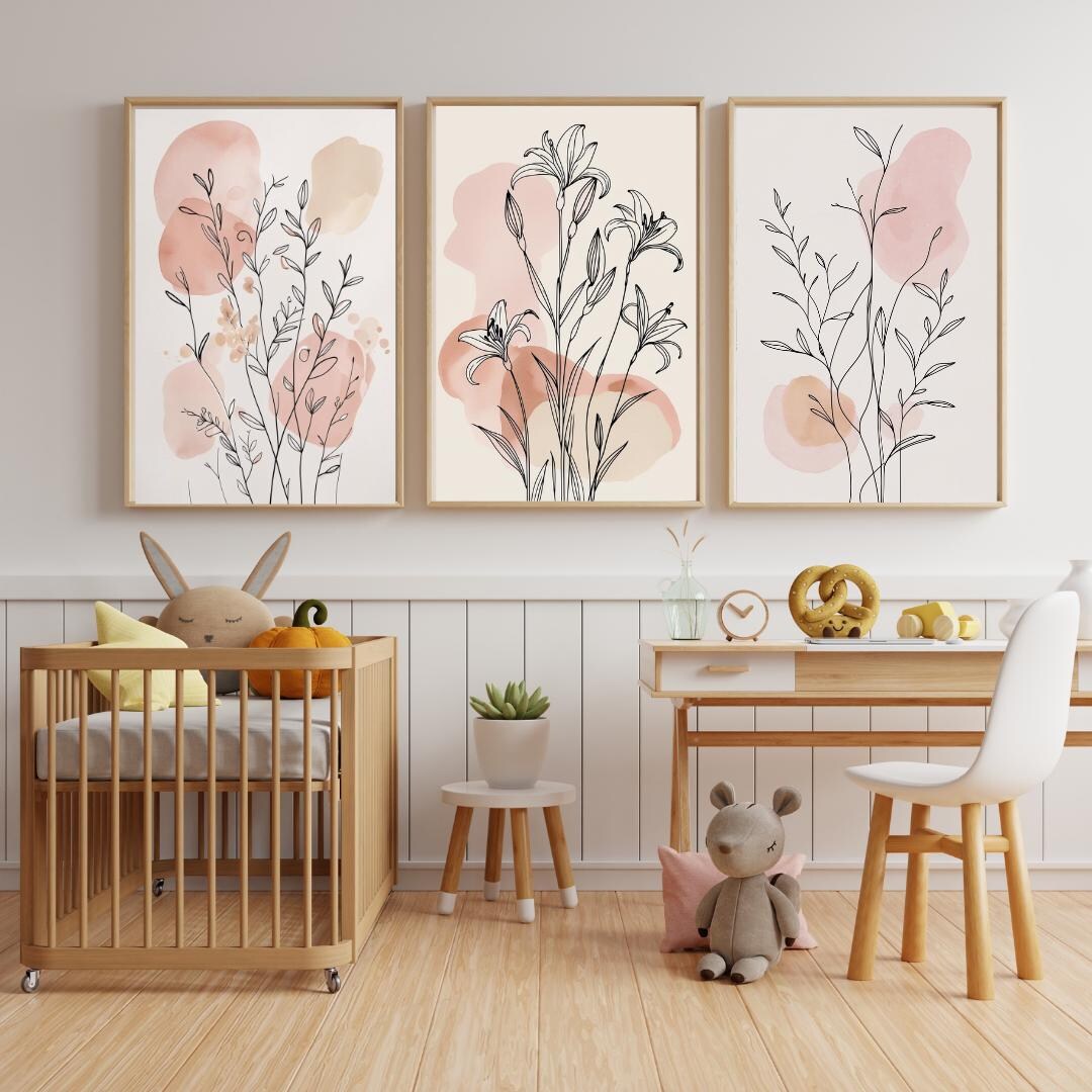 Minimalist Botanical Line Art Print – Scandinavian Abstract Leaf & Vine ...