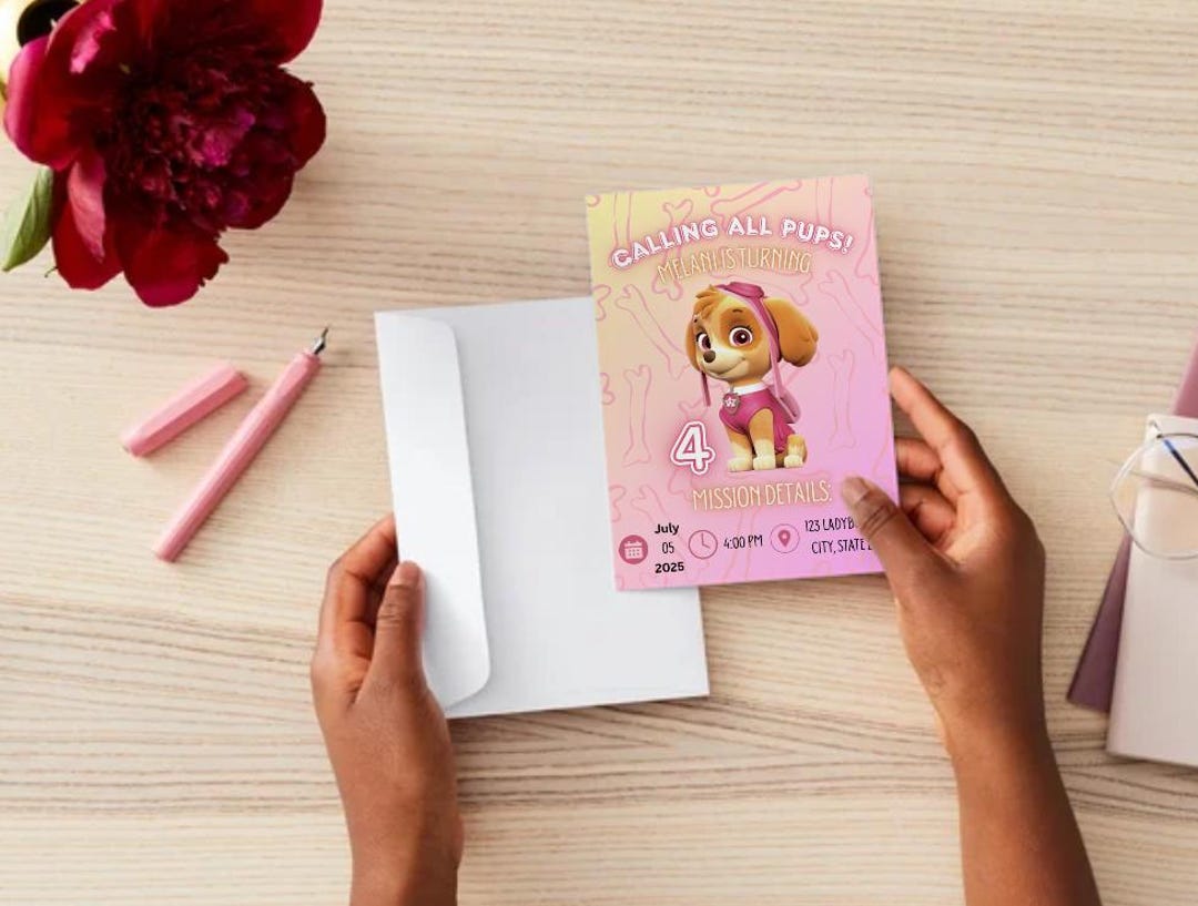 Skye Paw Patrol Birthday Invitation: Editable Canva Template - Etsy
