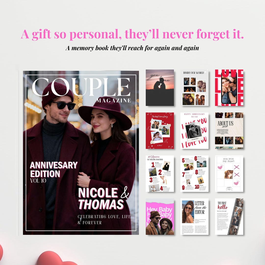 Couple Magazine Canva Template, Editable Photo Book, Anniversary Gift ...