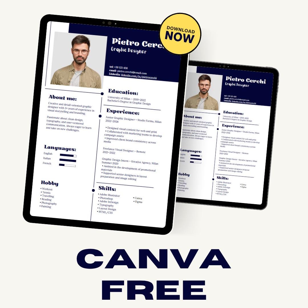Modern and Creative CV Layout - Easy to Edit on CANVA - Etsy
