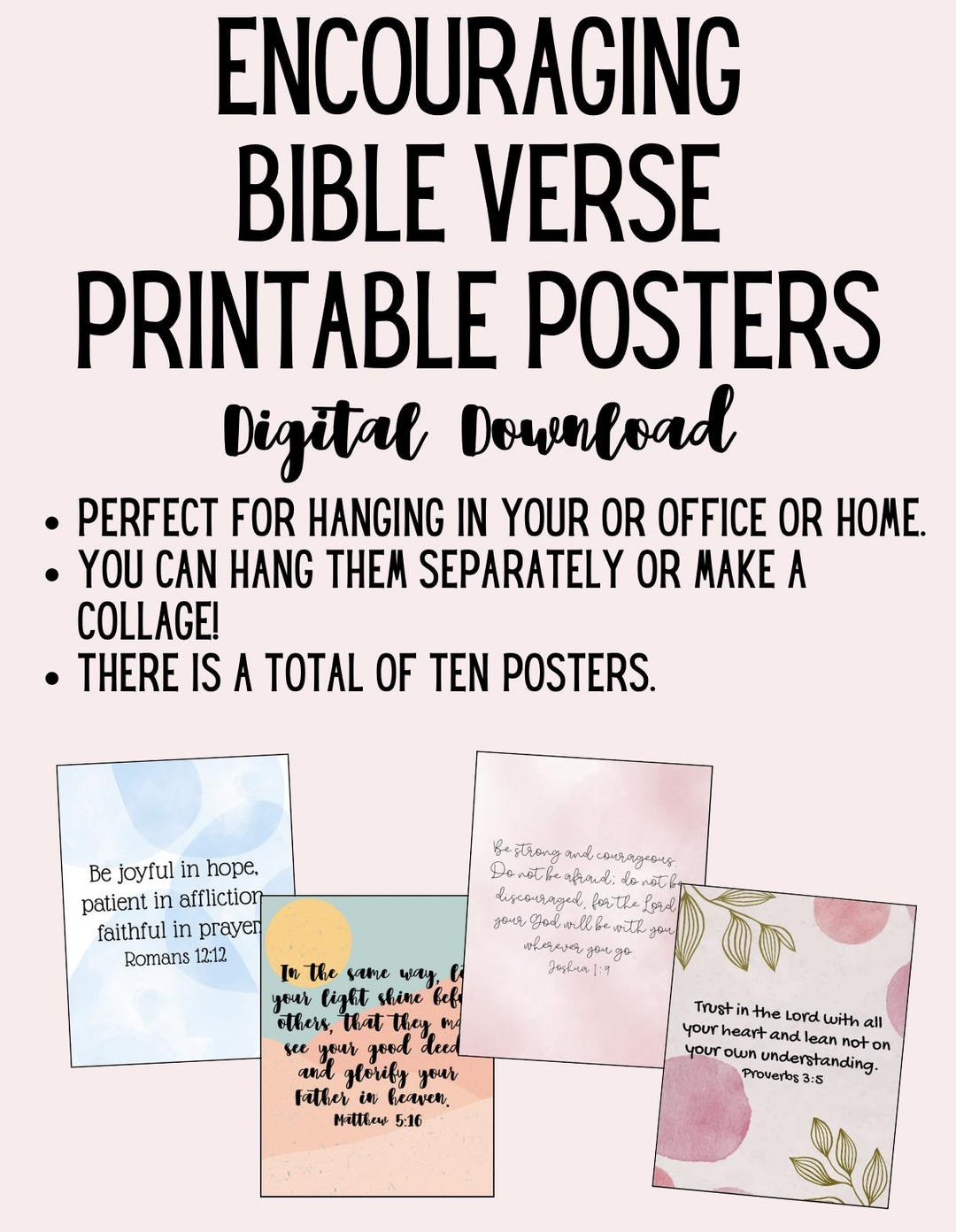 Encouraging Bible Verse Printable Posters - Etsy
