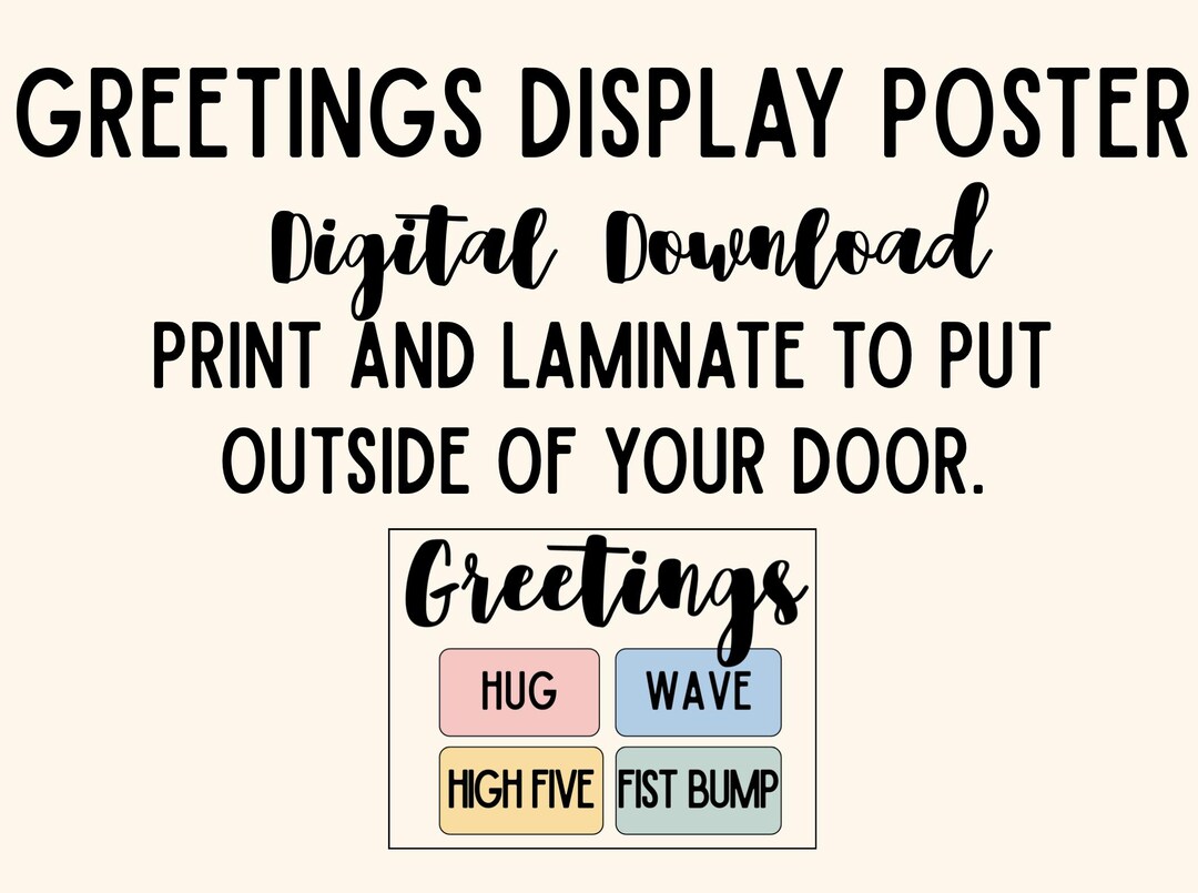 Greetings Display Poster for Classroom Door - Etsy