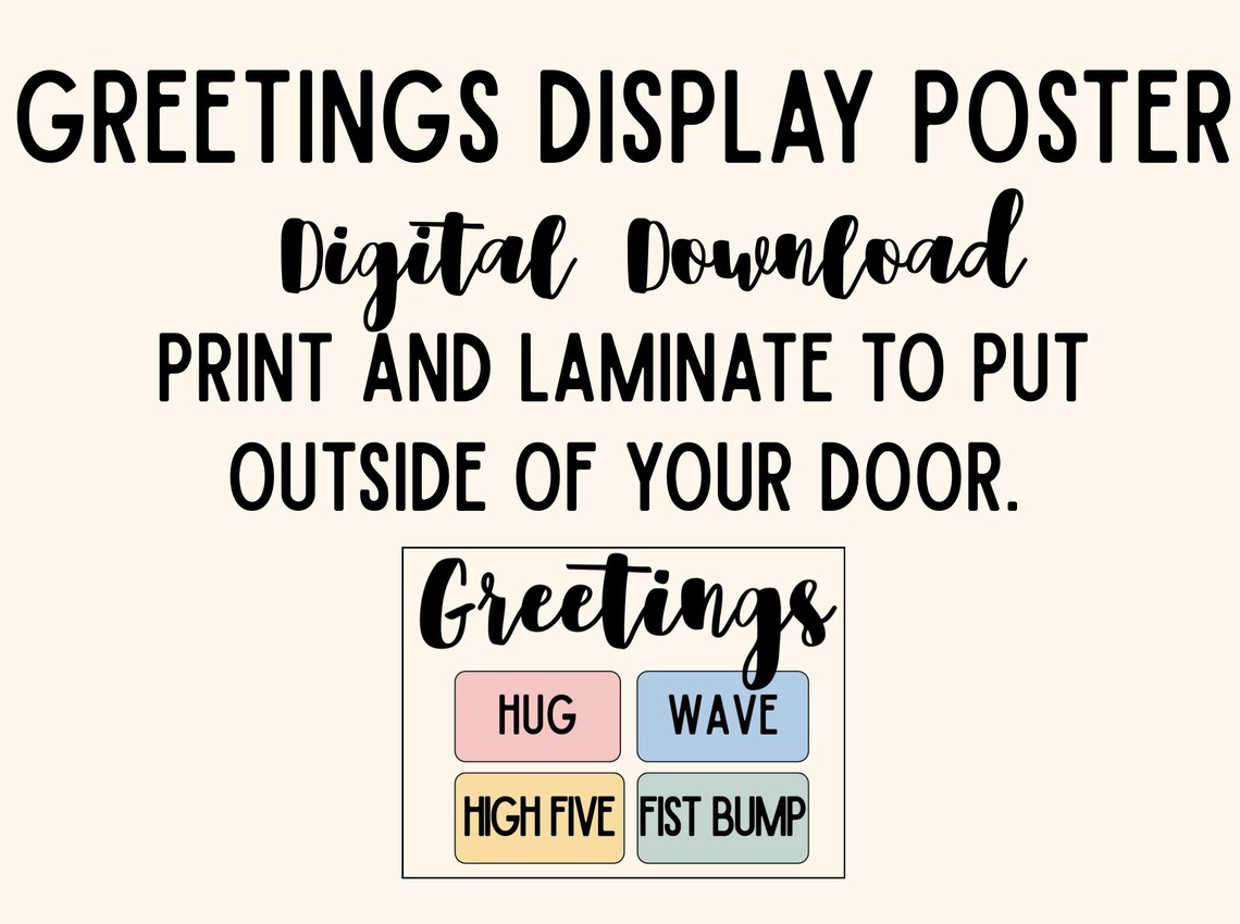 Greetings Display Poster for Classroom Door - Etsy