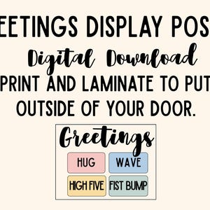 Greetings Display Poster for Classroom Door - Etsy