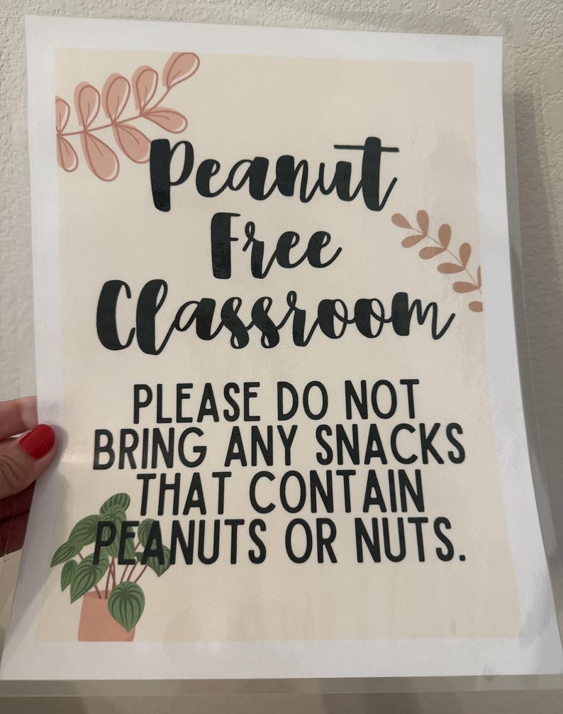 Boho Peanut Free Classroom Sign/printable - Etsy