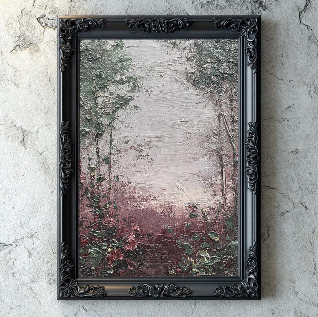 Gothic Rose Garden, Dark Academia Decor, Impasto Oil Painting, Floral ...