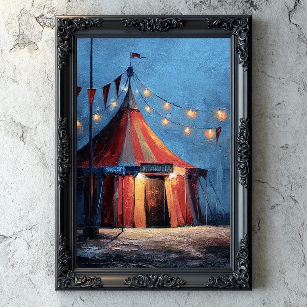 Haunted Circus Tent, Gothic Digital Art Print, Impasto Oil Paint ...