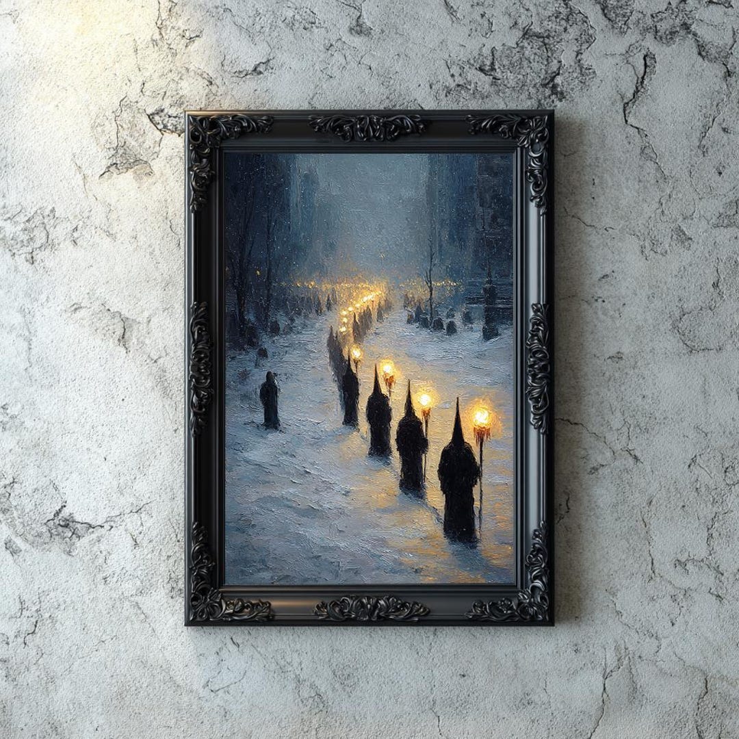 Haunting Snow Procession Digital Artwork, Dark Academia Gothic Wall Art ...