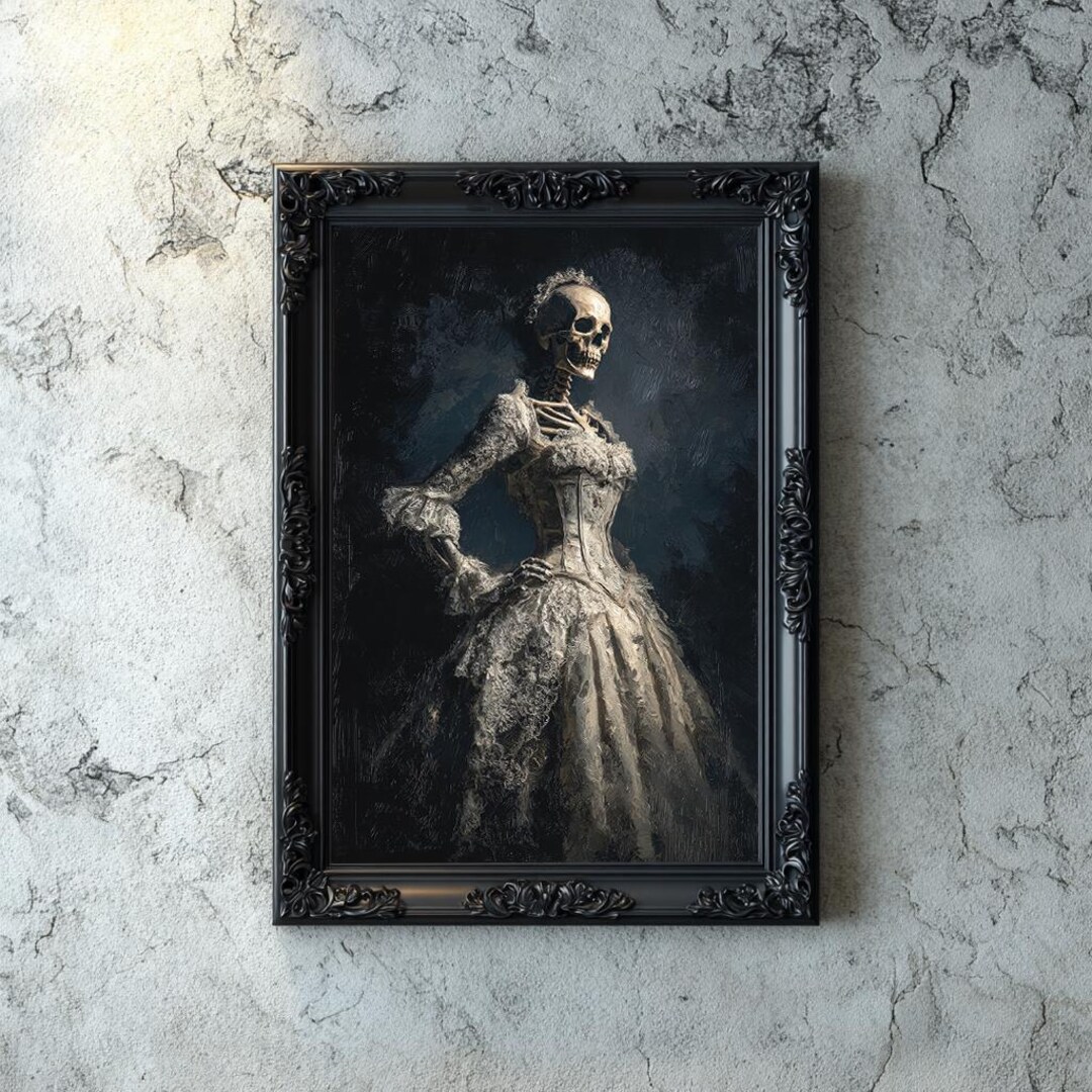 Gothic Skeleton Bride Digital Artwork, Dark Academia Victorian Wall Art ...