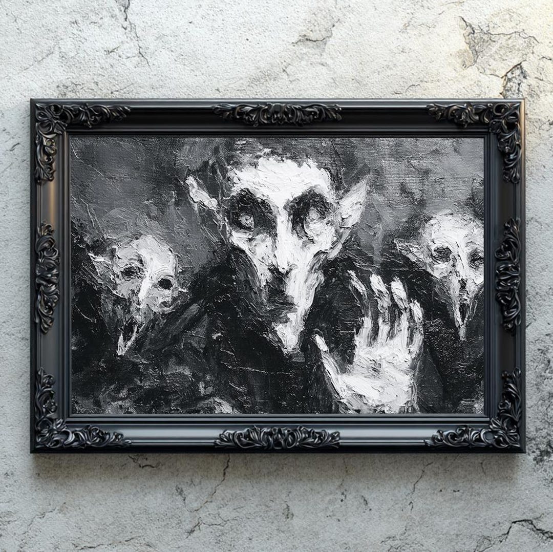 Nosferatu Gothic Oil Painting, Dark Academia Digital Art, Dracula ...