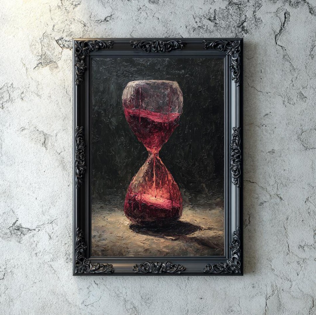 Gothic Bloody Hourglass Artwork, Dark Academia Print, Impasto Oil Paint ...