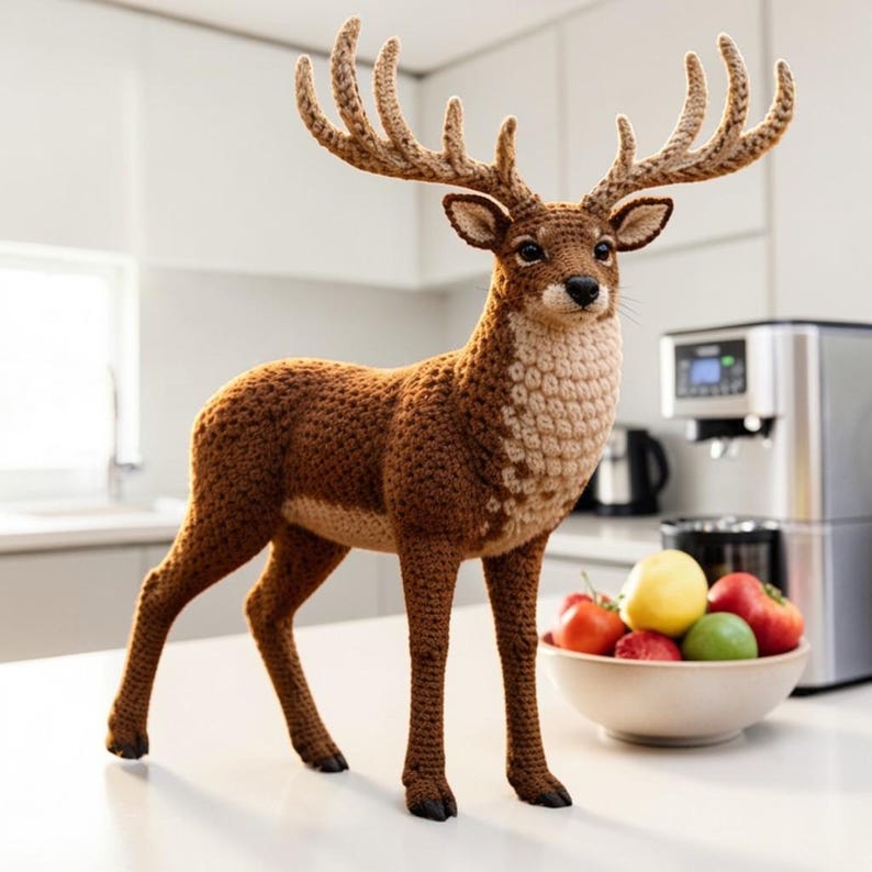 Realistic Standing Stag Amigurumi Pattern PDF, Large 24 Inch Deer ...