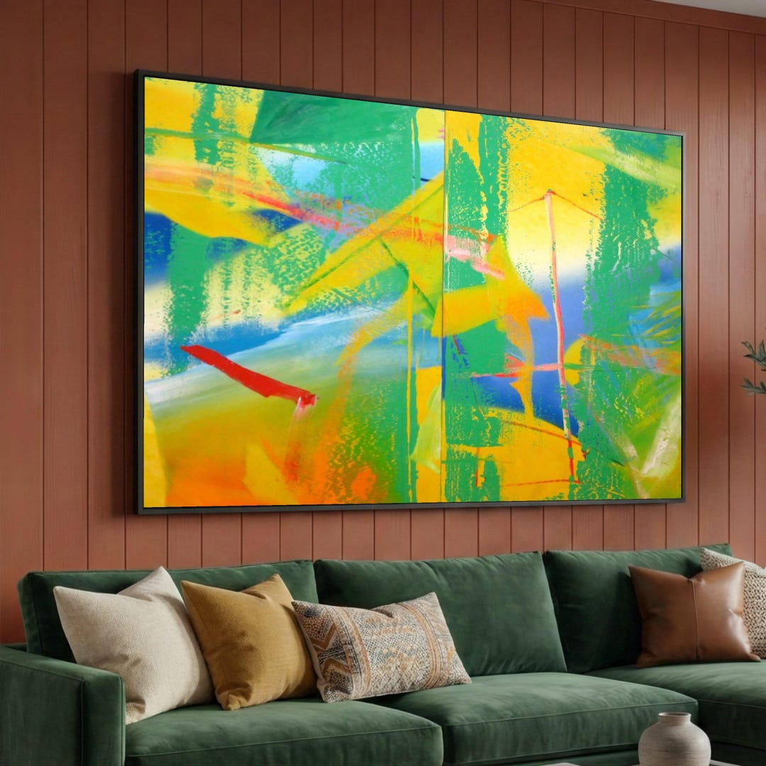 Gerhard Richter Style Abstract Canvas Print, Colorful Modern Wall Art ...