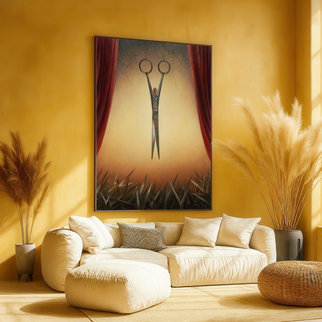 Vladimir Kush Surreal Man Scissors Canvas, Conceptual Art Wall Decor ...