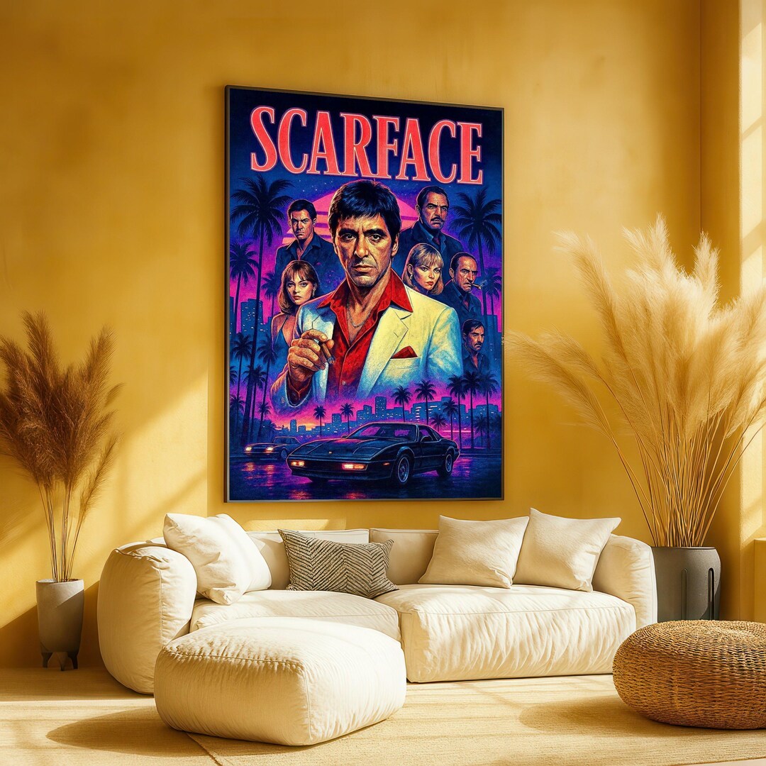 Scarface Movie Poster Canvas, Vintage 80s Miami Crime Art, Gangster ...