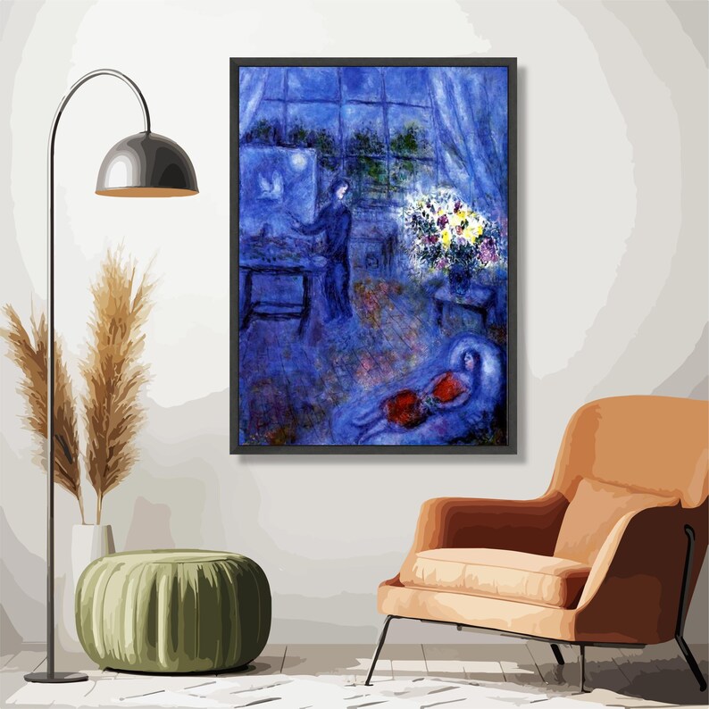 Marc Chagall Blue Room Scene Canvas, Surreal Expressionist Wall Art ...