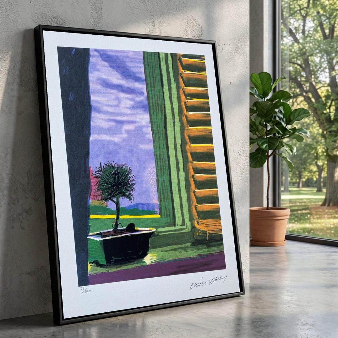 Modern Abstract Window Scene Canvas, Gerhard Richter Wall Art, Green ...