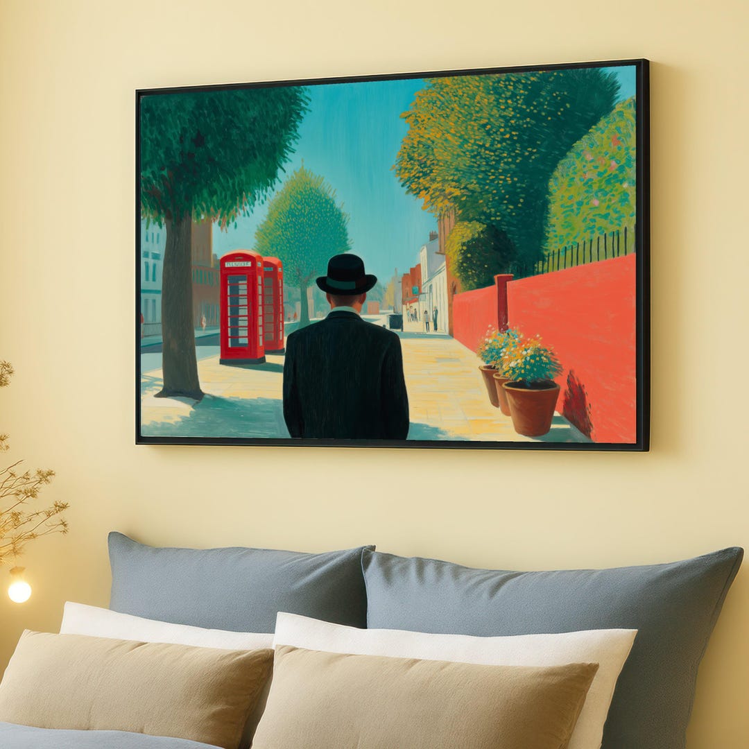 London Street Scene Canvas, David Hockney Art Print, Red Phone Booth ...