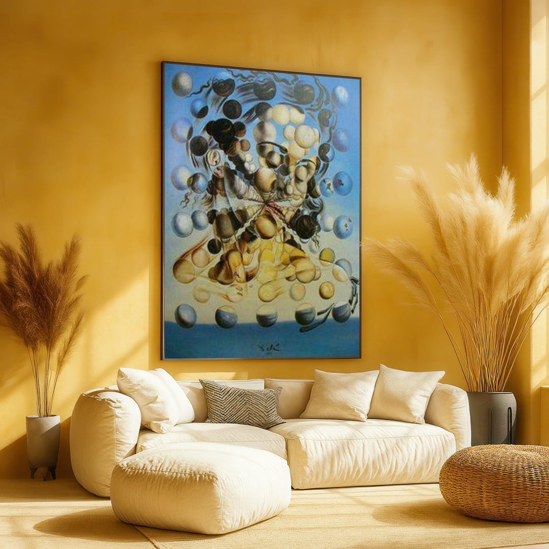 Surreal Portrait With Floating Spheres Canvas, Abstract Wall Art ...