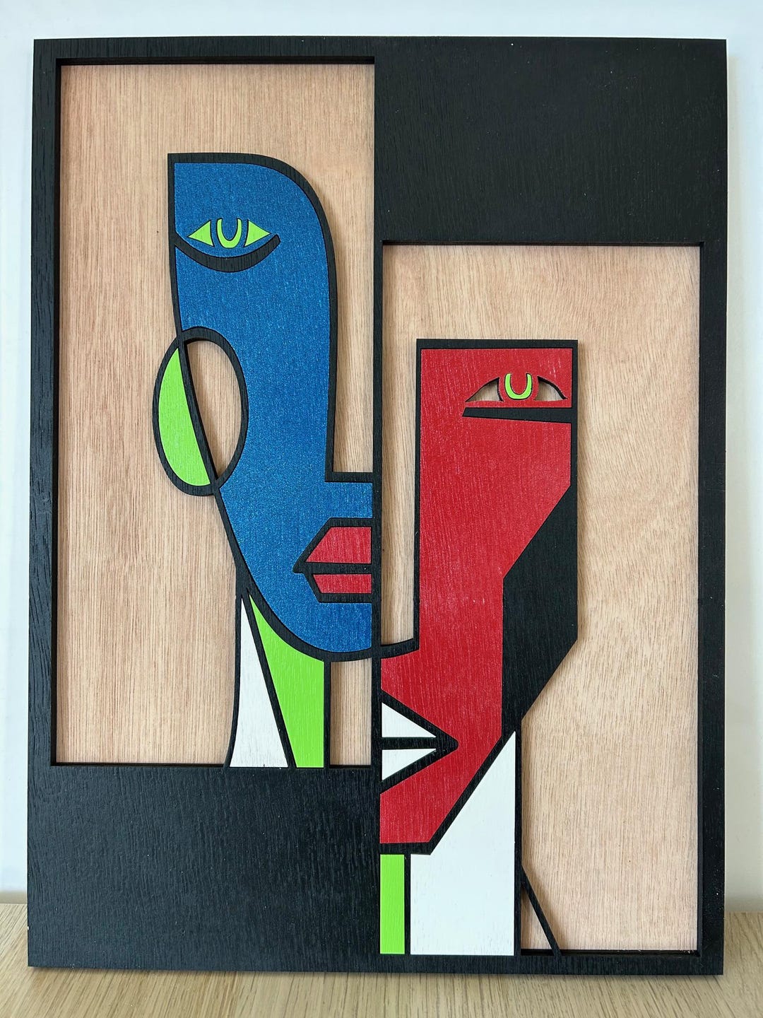 Minimalist Wood Wall Sculpture – Picasso Style - Handmade Laser Cut Art ...