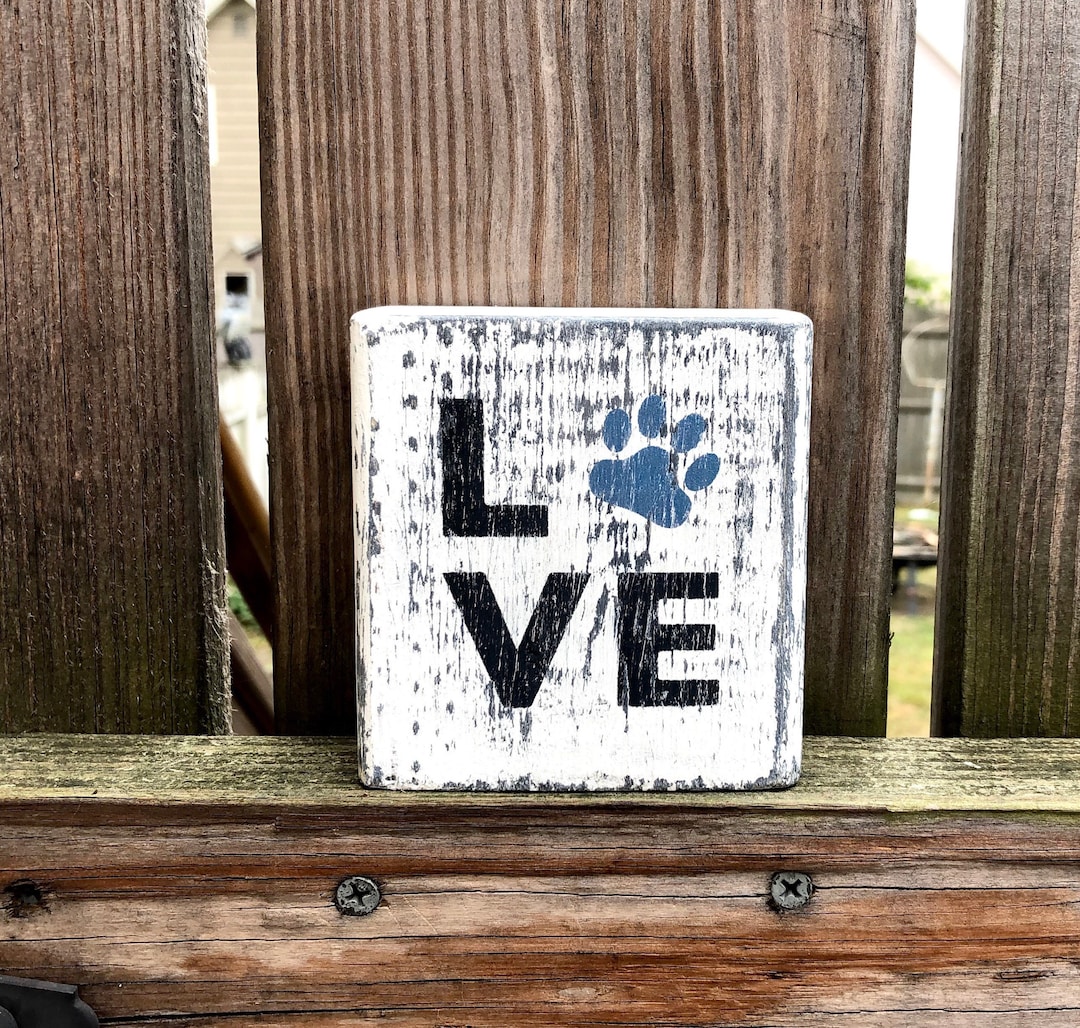 Paw Print Block Sign, Double Sided, Pet Sign, Paw Print Painting, Pet ...