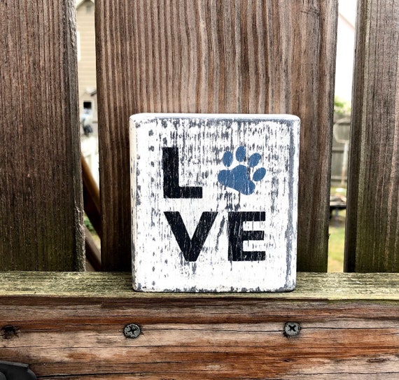 Paw Print Block Sign double sided pet sign paw print | Etsy