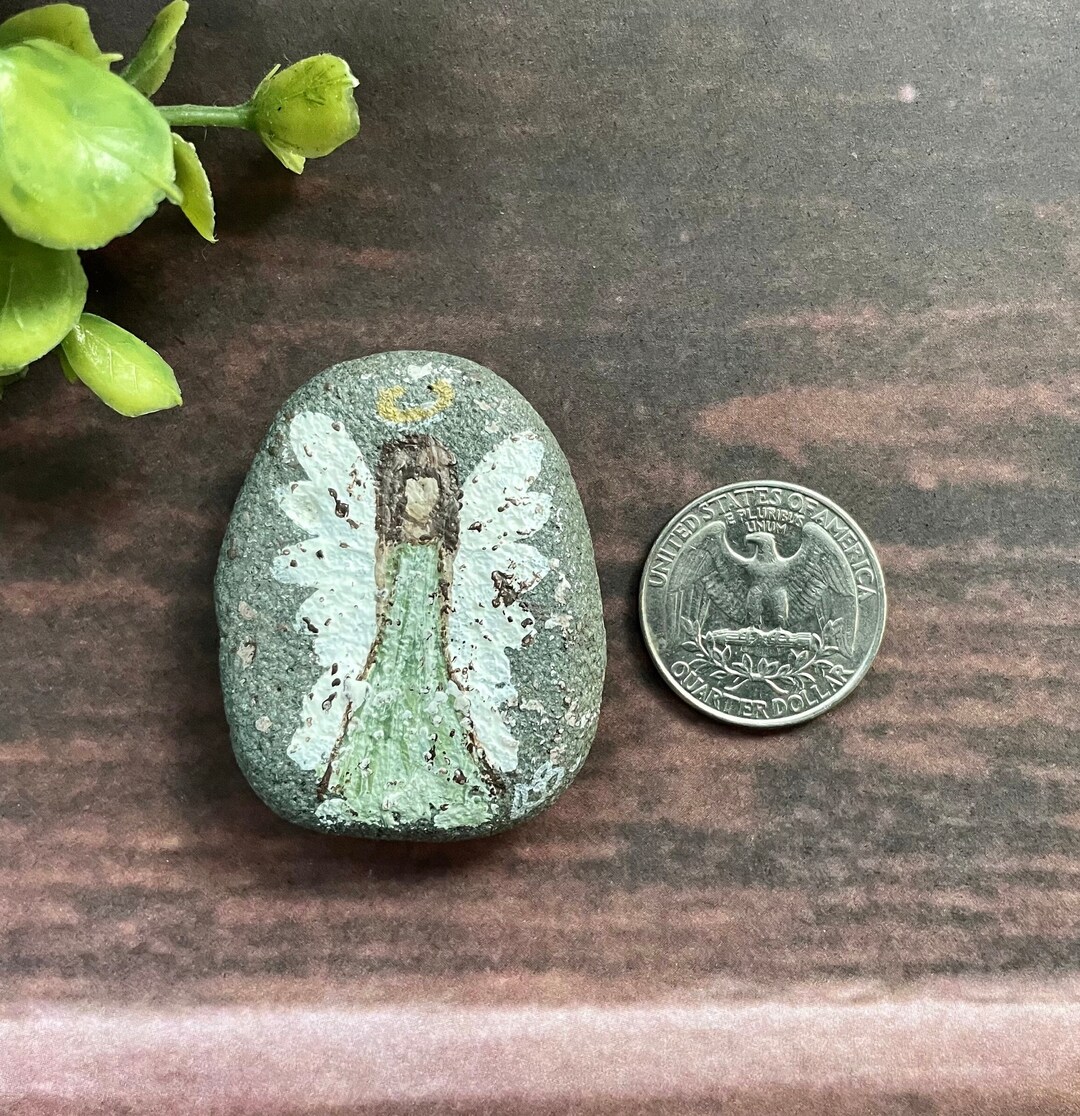 Painted Angel Rock, Blessing Stone, Guardian Angel, Protection, Gift ...