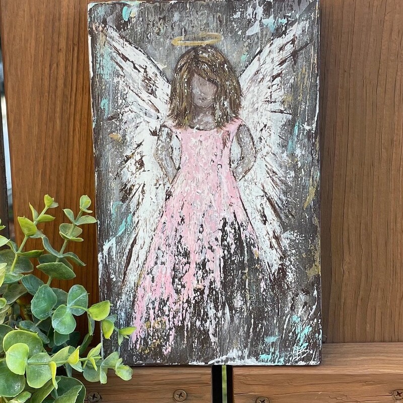 Painted Wood Angel - Etsy