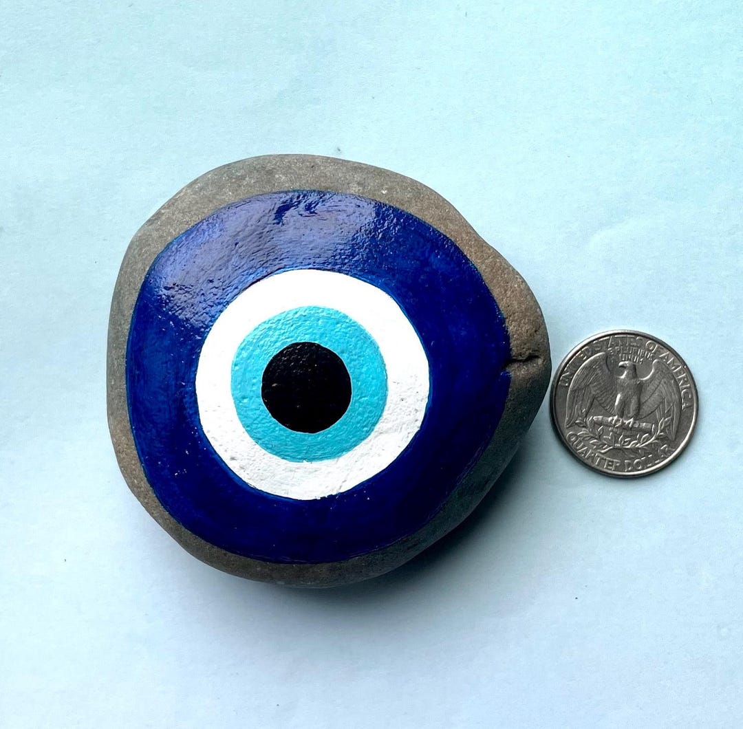 Evil Eye Painted Rock Protection Stone Hand Painted Pocket Rock - Etsy