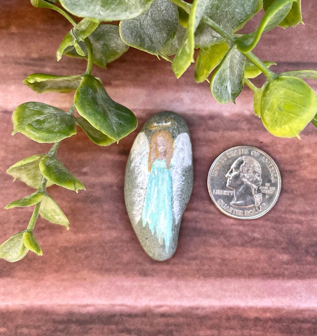 Painted Angel Rock Blessing Stone Guardian Angel - Etsy