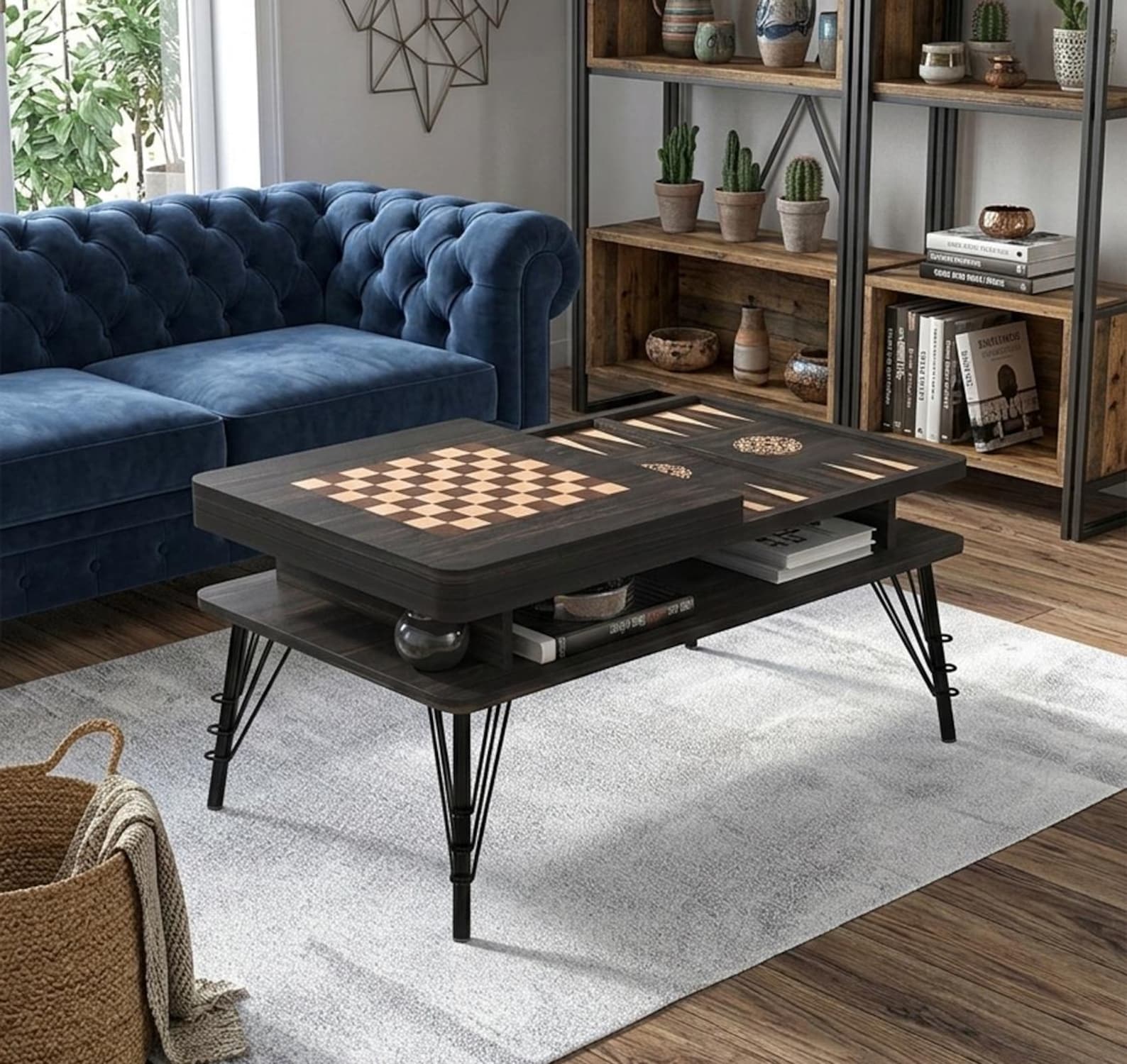Convertible Game Coffee Table, Chess - Backgammon, Dining Desk, Laptop ...