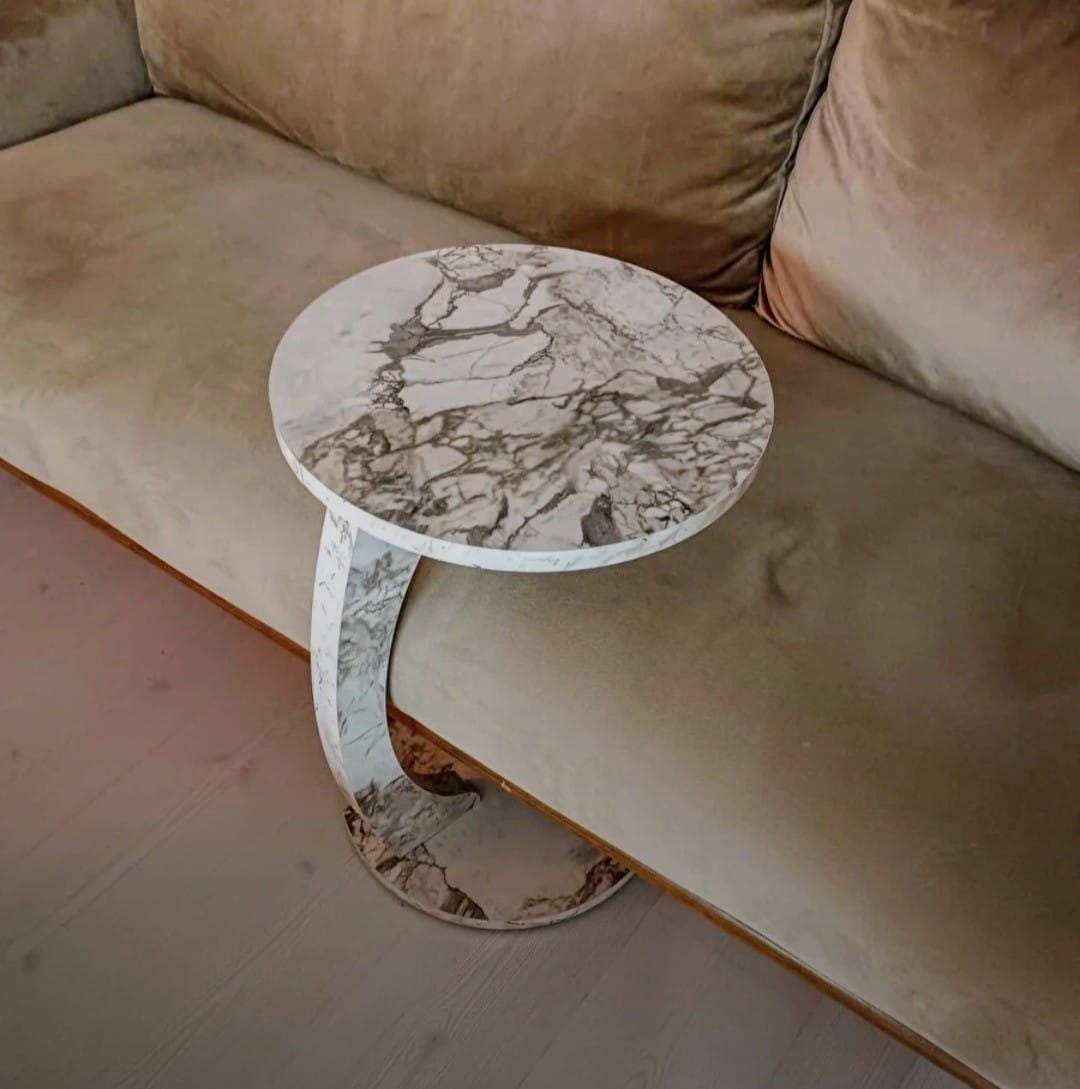 Rolling C Table - Black Marble Side Table - Sofa Snack Table - Modern C ...
