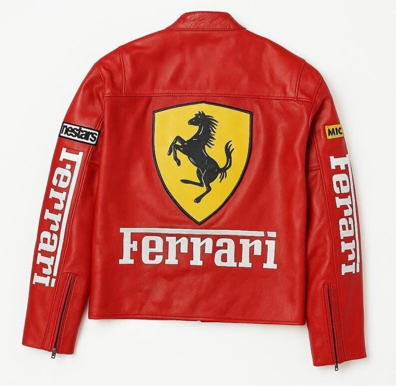 Vintage Ferrari F1 Red Leather Racing Jacket - Ferrari Streetwear ...