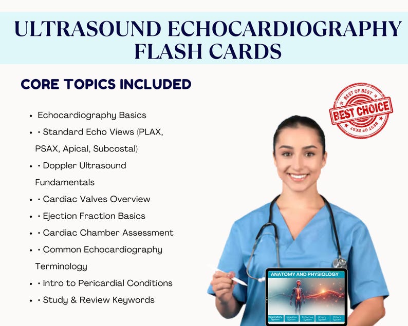 Ultrasound Echocardiography Flash Cards | Cardiac Echo Study Guide ...