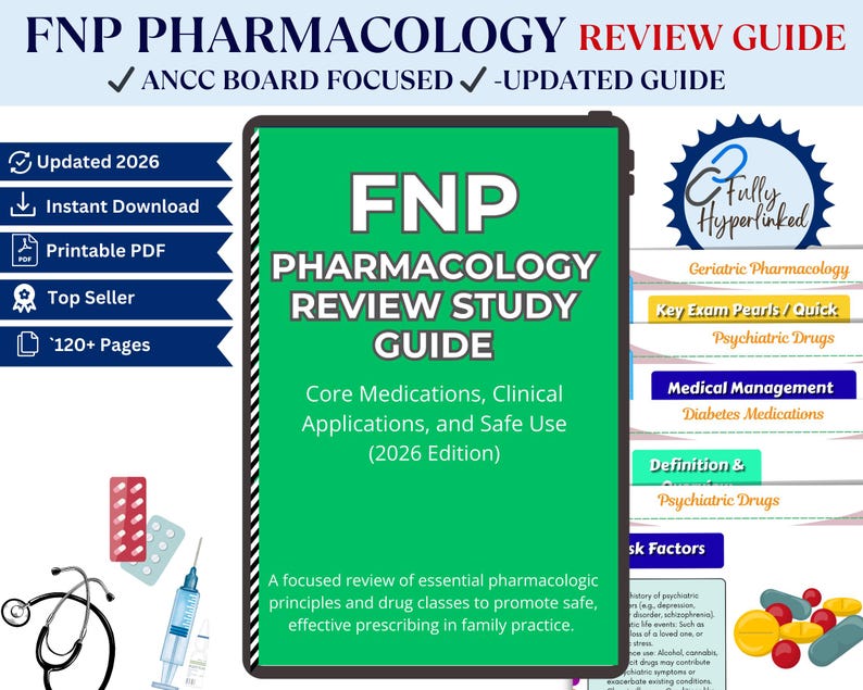 FNP Pharmacology Review Study Guide (2026) | Family Nurse Practitioner ...