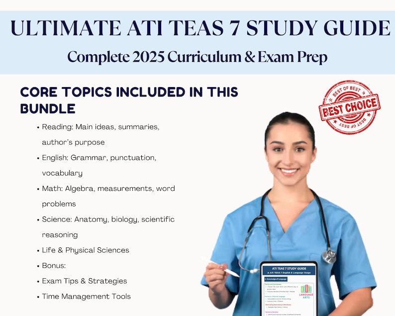 ATI TEAS 7 Study Guide 2025: Nursing Exam Prep (PDF Downloadable ...