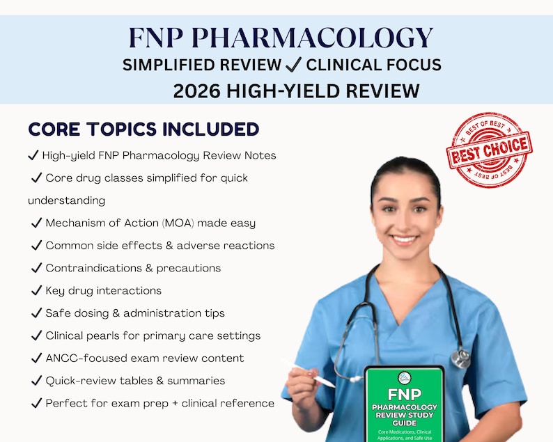 FNP Pharmacology Review Study Guide (2026) | Family Nurse Practitioner ...