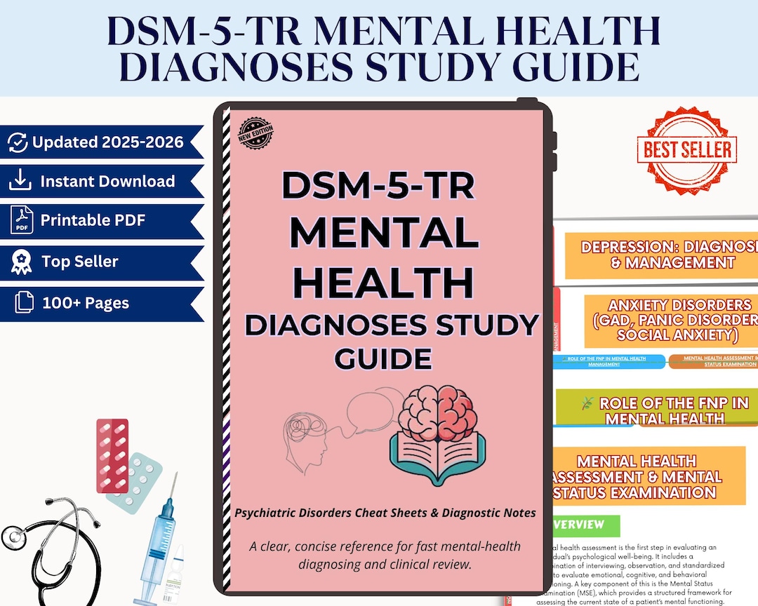 DSM-5-TR Mental Health Diagnoses Guide, Cheat Sheets (PDF) - Etsy